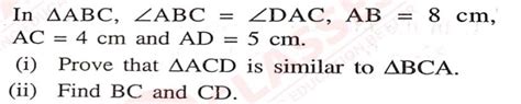 Triangles Chapter Important Questions Class10 Cbse