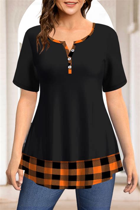 Plus Size Plaid Tops Flycurvy