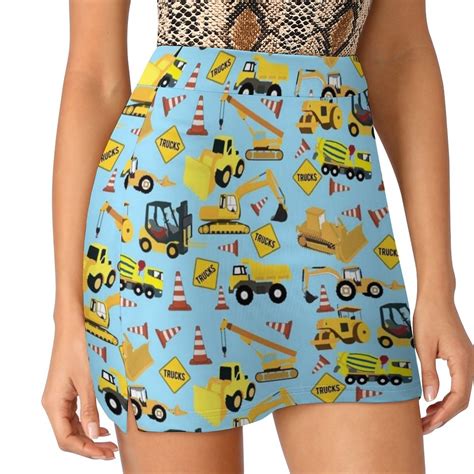 Construction Trucks Vehicles Pattern Excavator Dump Truck Womens Skirt