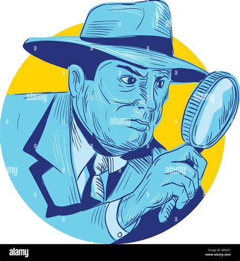 Detective Holding A Magnifying Glass With Circle Shape Magnifying