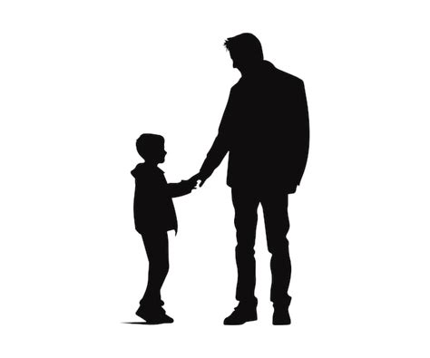 Silueta De Un Padre Y Su Hijo Vector Premium
