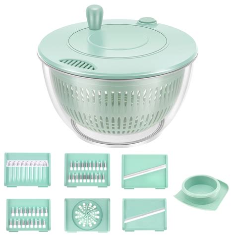 Salad Spinner With 6 Blade Slicer Multifunctional Vegetables Wash Bowl