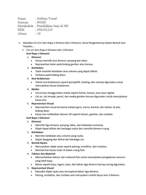 subhan yusuf tugas 2 pendidikan seni di sd pdf griya and taman seni