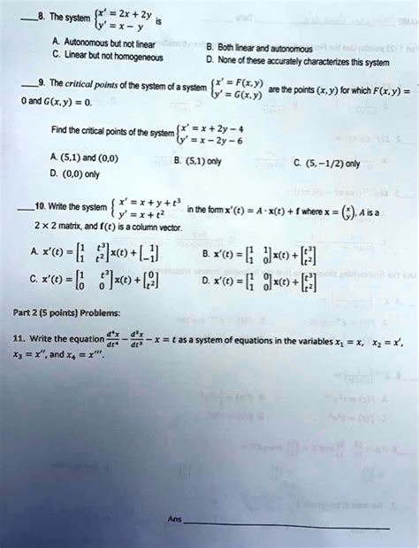 solved the system {x 2x zy v x y autonomous but not linear