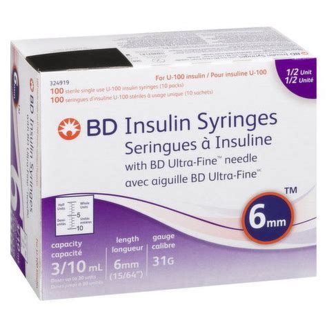 Bd Insulin Syringes 6mm Save On Foods