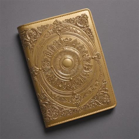 Chic Black Passport Holder With Elegant Golden Border Stock