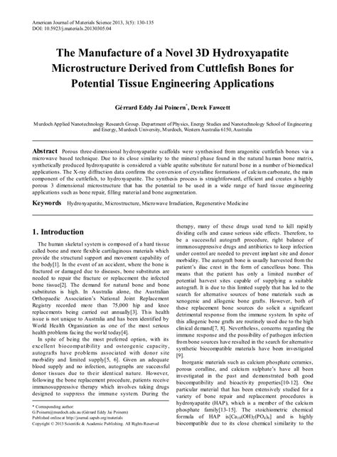 Pdf The Manufacture Of A Novel 3d Hydroxyapatite Microstructure