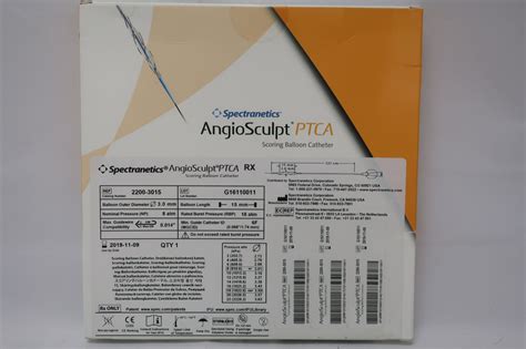 New Spectranetics 2200 3015 Angiosculpt Ptca Scoring Balloon Catheter 30 X 15mm X 137cm 6fr X