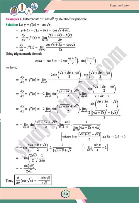 Differentiation Unit 3 Maths 12th Text Book