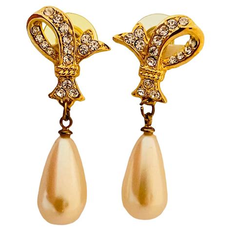 Swarovski Signed Gold Crystal Designer Runway Earrings For Sale At 1stdibs