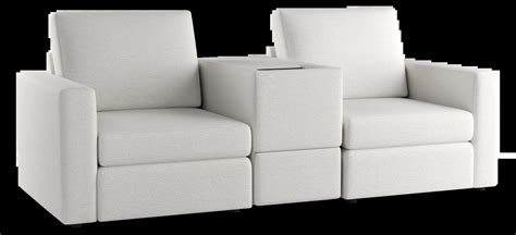 Citymod White Fabric 3 Piece Modular Sofa With Storage Console