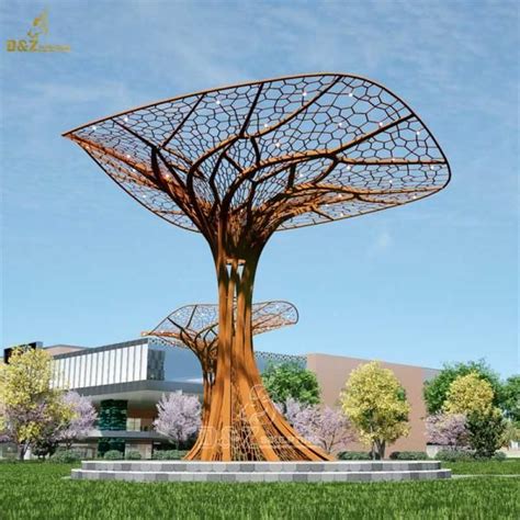 White Large Modern Light Metal Tree Sculpture Dz 727