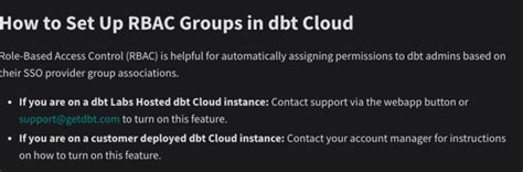 test rbac sso docs and update if you can enable sso · issue 3131 · dbt