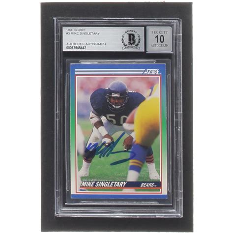 Mike Singletary Signed 1990 Score 3 Bgs Auto 10 Pristine Auction
