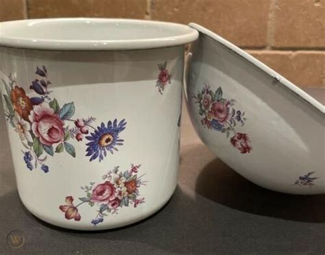 Vintage Robert Steffy 1988 Louise Enamel Floral Bowl Cup Mug 3854069170