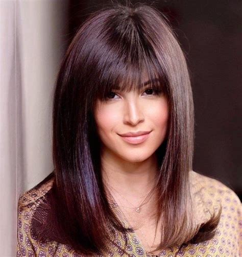 50 Trendy Medium Length Hairstyles With Bangs Hair Adviser Medium