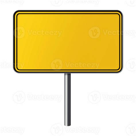 Yellow Rectangular Road Sign With Rounded Corners Isolated On