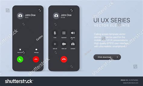 Voice Call Screen Mockup Incoming Call Royalty Free Stock Vector 2174754301