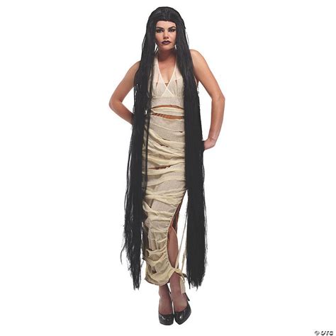 Adults Black Straight Extra Long Wig Halloween Express