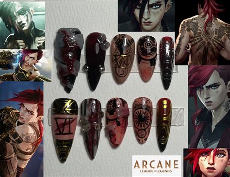 Arcane Vi Inspired Nails Diy Nails Easy Gel Nails Diy Funky Nails
