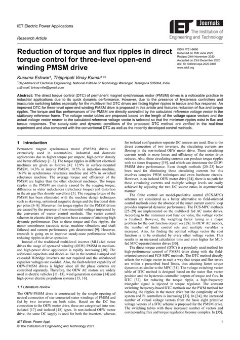 Pdf Reduction Of Torque And Flux Ripples In Direct Torque Control For