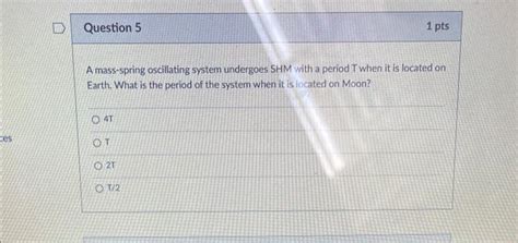Solved A Mass Spring Oscillating System Undergoes SHM With A Chegg