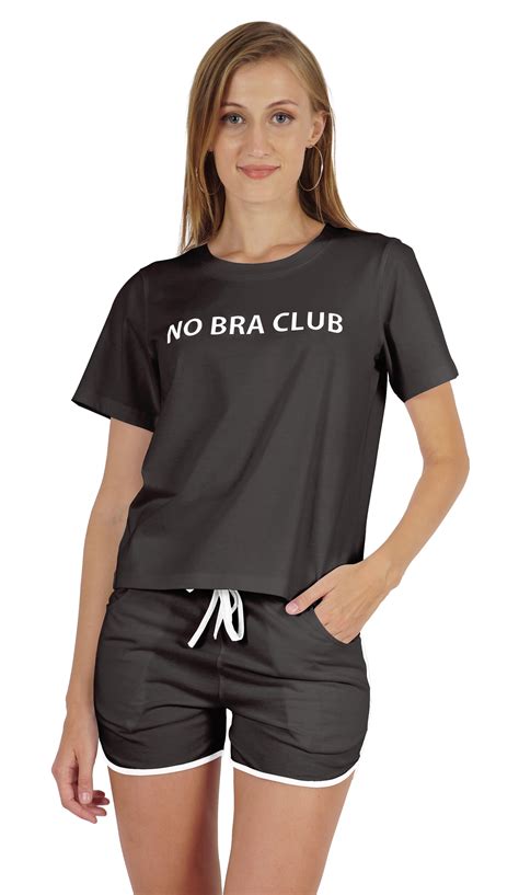 Inkmeso Womens Short Sleeve No Bra Club Go Braless Funny No Bra Day