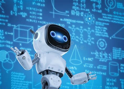Small Robot Learning With Education Graphic Display Stock Illustration