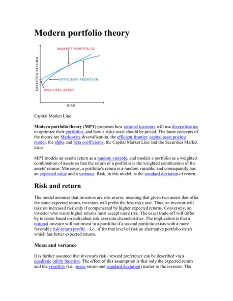 Modern Portfolio Theory