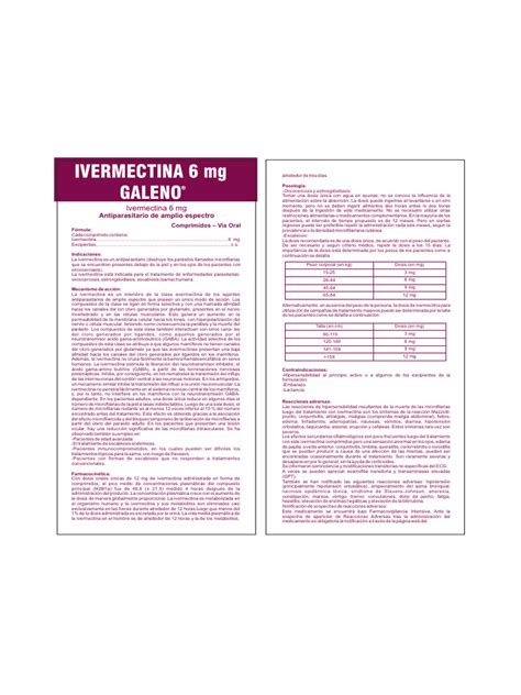 D2745d Prospecto Ivermectina 400 Mg Galeno Pdf Medicamentos Con