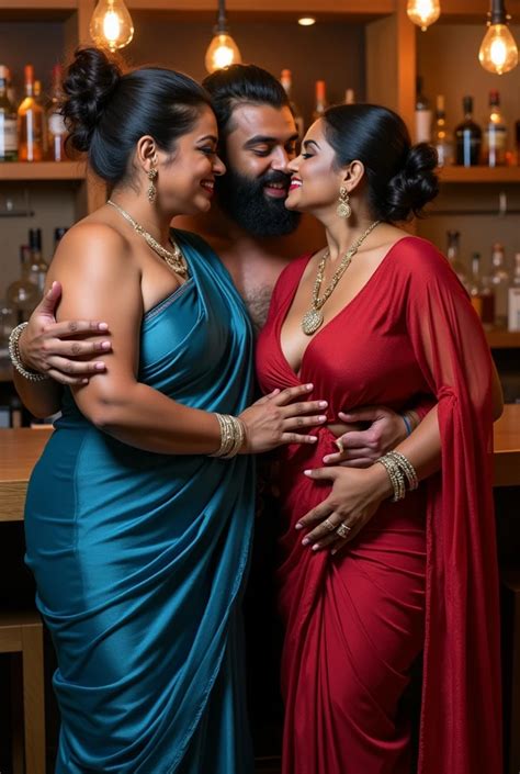 Two Curvy Voluptuous Sexy Indian Married Dusky Aunties Wearing
