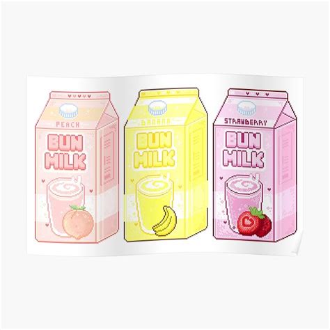 Cute Pixel Bun Milk Cartons ♡ Poster For Sale By Milk Bun Redbubble