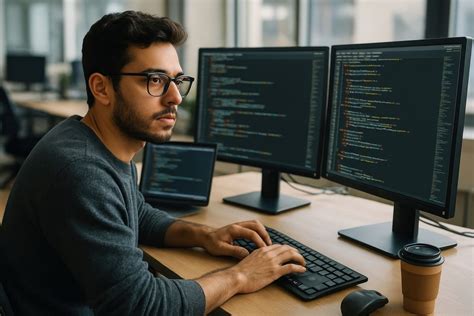 focused programmer coding efficiently free photo rawpixel