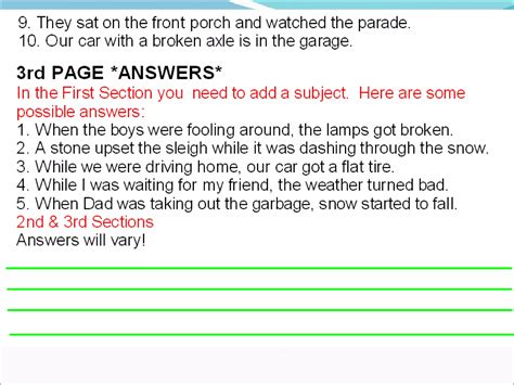 English 7th Grade Misplaced Modifiers Worksheet Answers Ppt