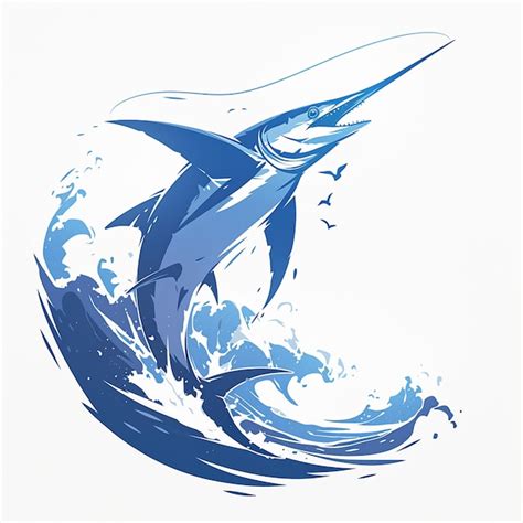 El Marlín Blanco Salta Del Océano Vector Premium Generado Con Ia