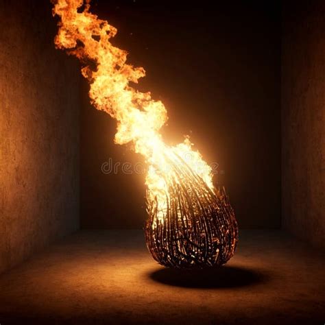 Burning Twig Sphere In A Dark Room Stock Illustration Illustration Of