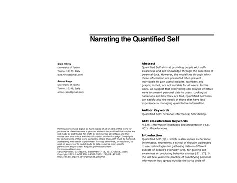 Pdf Narrating The Quantified Self