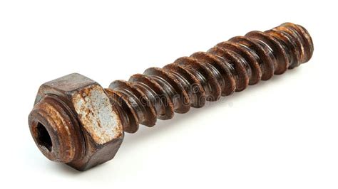 Description Of A Rusty Steel Bolt With A Hex Nut For Various Industrial
