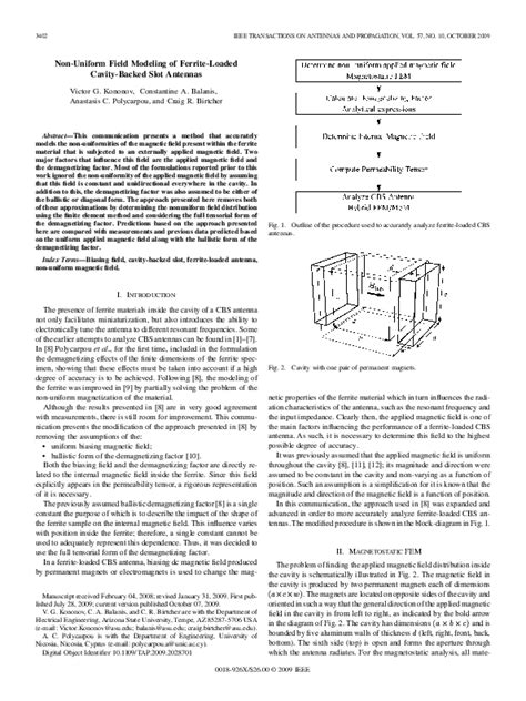 Pdf Non Uniform Field Modeling Of Ferrite Loaded Cavity Backed Slot