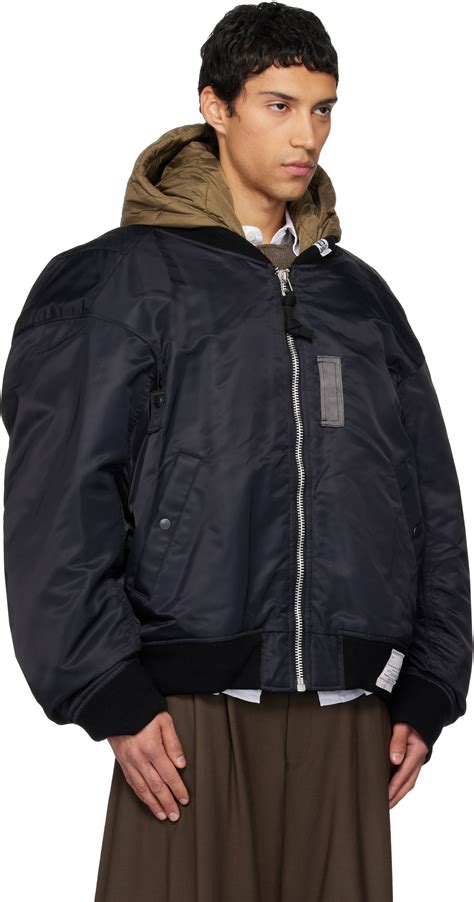 Maison Mihara Yasuhiro Black Extended Placket Hood Flight Jacket Maison