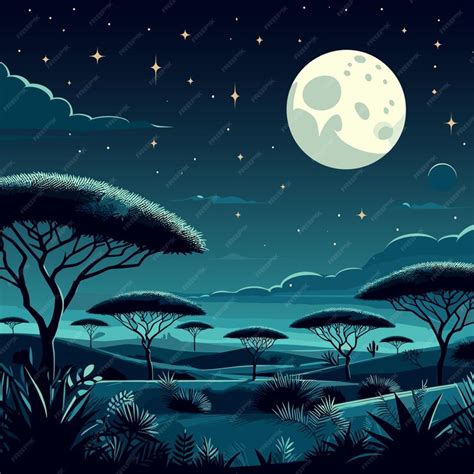 Premium Vector Night Landscape Illustration Art