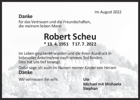 Danksagung Robert Scheu 08082022 Teckbote Trauerportal