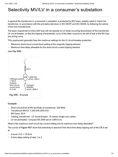 Selectivity Mv Lv In A Consumers Substation Electrical