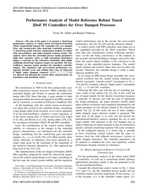 Pdf Performance Analysis Of Model Reference Robust Tuned 2dof Pi