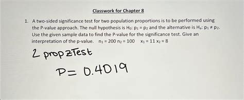 Solved A Two Sided Significance Test For Two Population Chegg
