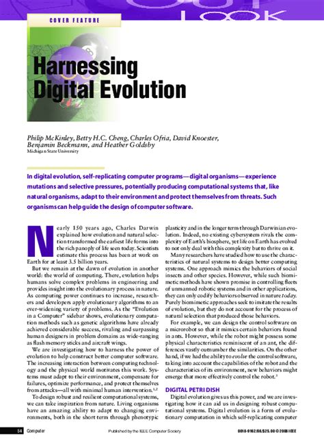 Pdf Harnessing Digital Evolution