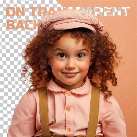 농부 의 옷 을 입은 곱슬머리 북유럽 의 어린이 소녀 프리미엄 Psd 파일