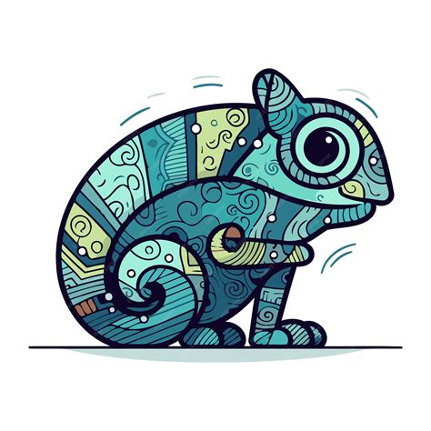 Premium Vector Zentangle Cute Chameleon Hand Drawn Vector Illustration