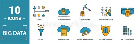 Big Data Icon Set Include Creative Elements Cloud Hosting Cloud
