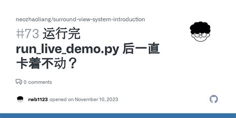 运行完 Runlivedemopy 后一直卡着不动？ · Issue 73 · Neozhaoliangsurround View System Introduction · Github